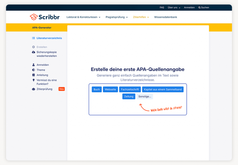 Scribbr-Generatoren: Literaturverzeichnis einfach erstellen